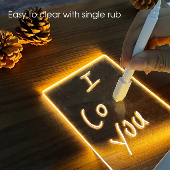 Transparent LED Message Board Night Light – USB Acrylic Write & Erase ...